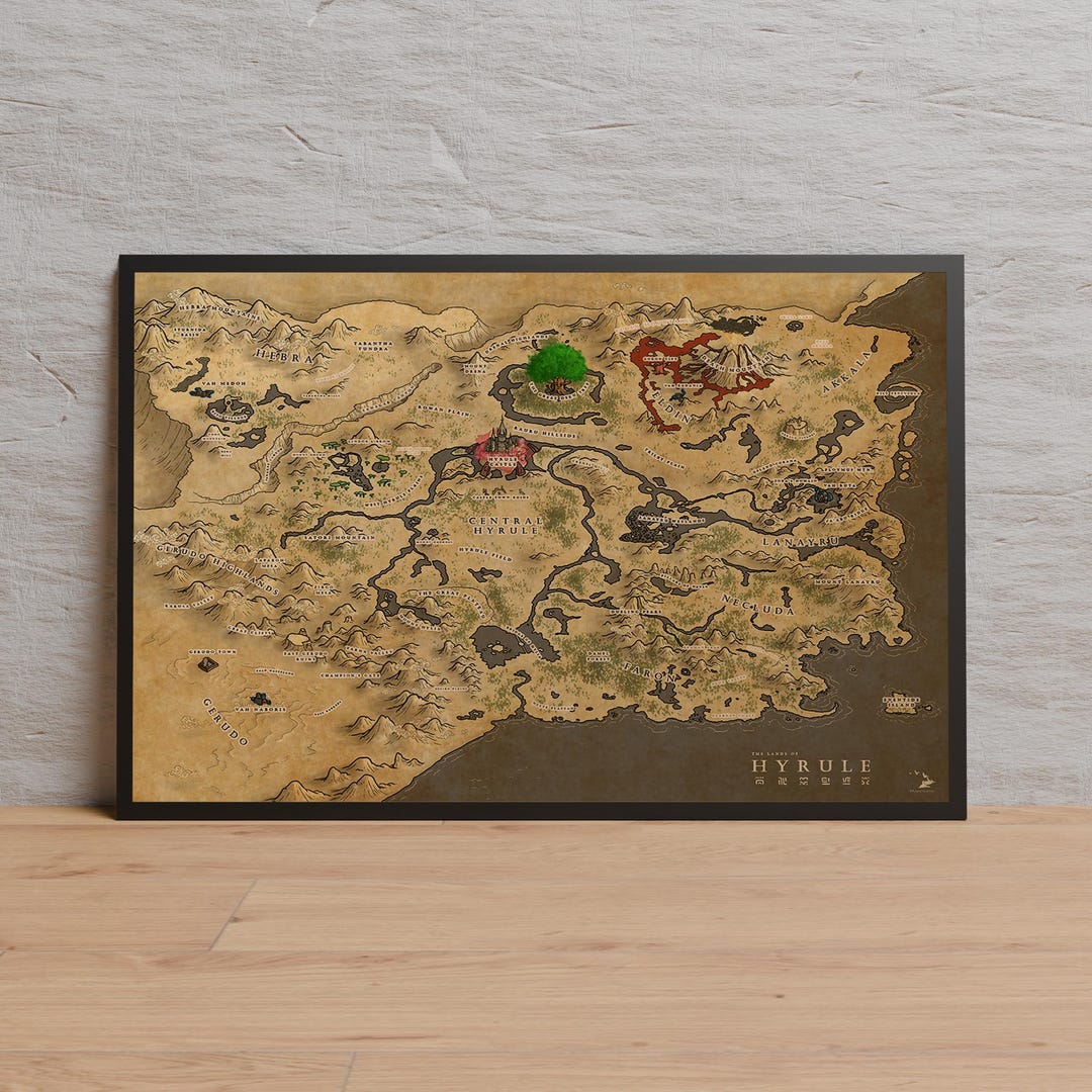 The Legend of Zelda Map Poster | Wall Art | Kraft Paper Print | Retro ...