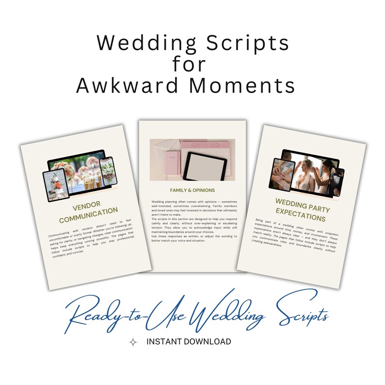 Digital Wedding Planning Guide| Wedding Scripts for Awkward Moments - Etsy