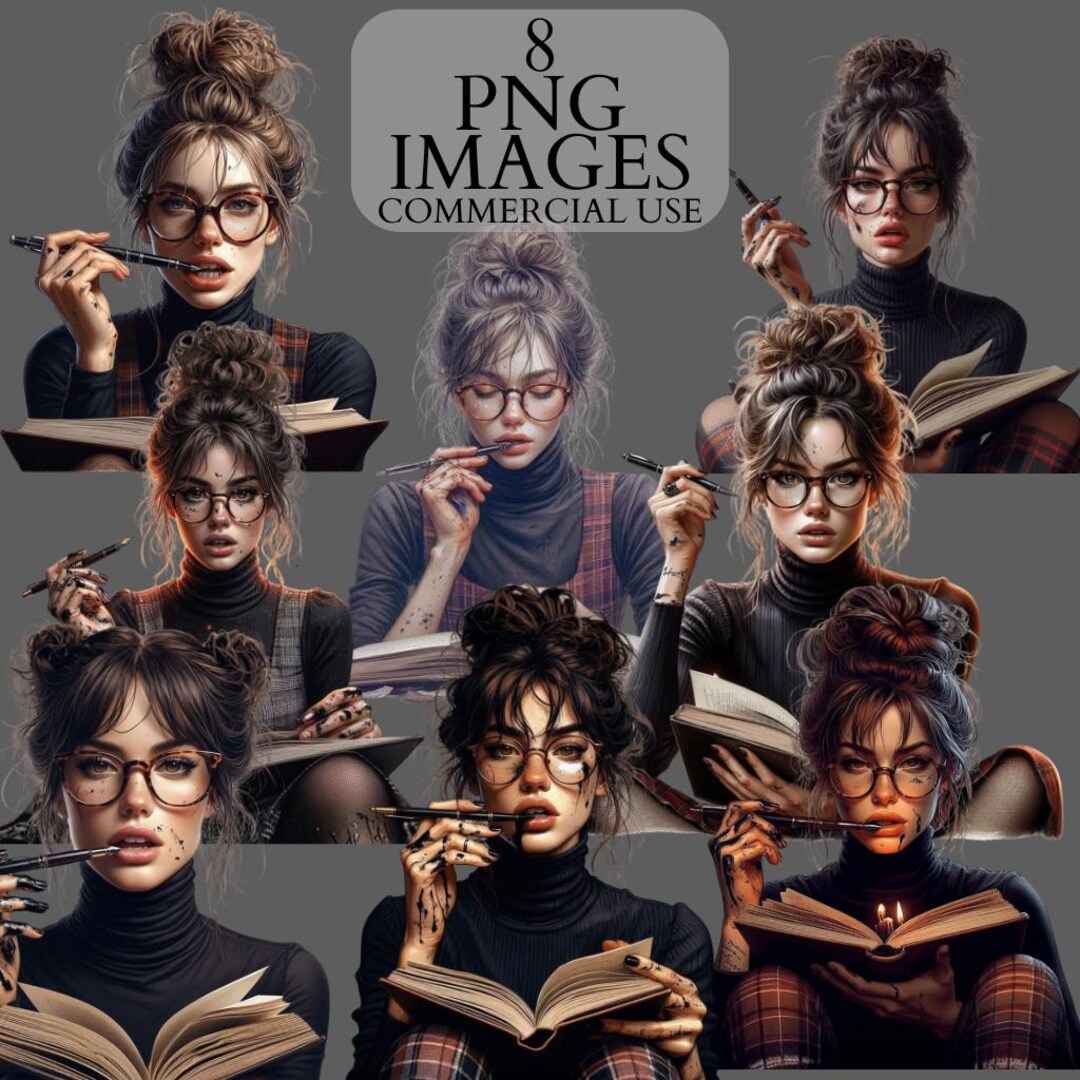 Cozy Studious Reader Portraits | 8 PNG Design Bundle - Etsy