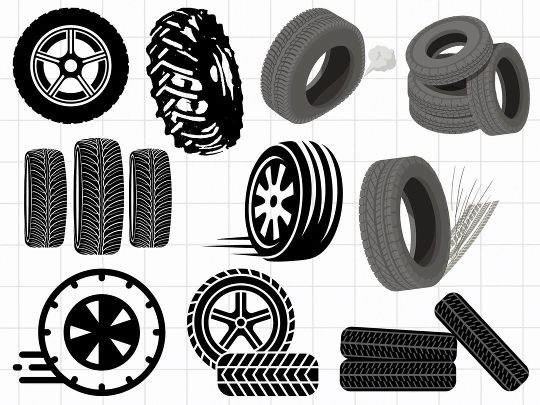 Tires SVG Bundle, Car Tires Svg File for Cricut, Wheels Design Elements ...