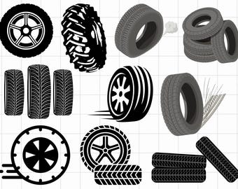 Tires SVG Bundle, Car Tires Svg File for Cricut, Wheels Design Elements ...