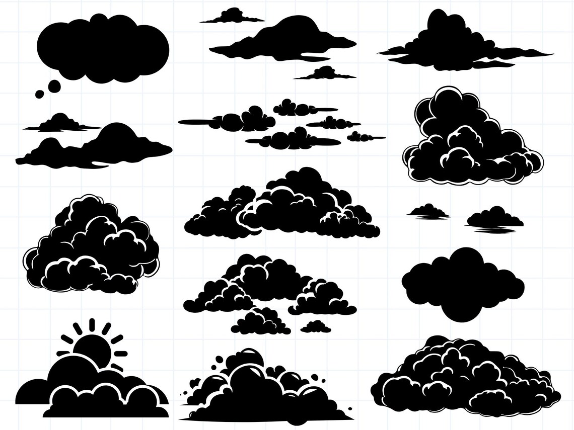 Realistic Clouds SVG Bundle, Clouds Dxf, Clouds Png, Clouds Vector ...