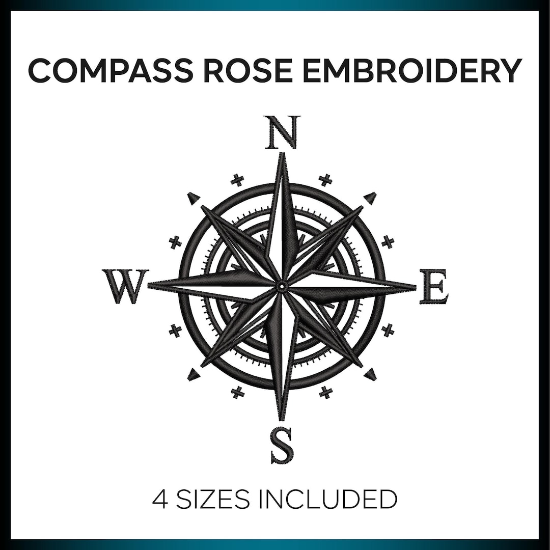 Compass Rose Machine Embroidery Design – Nautical Navigational Pattern ...