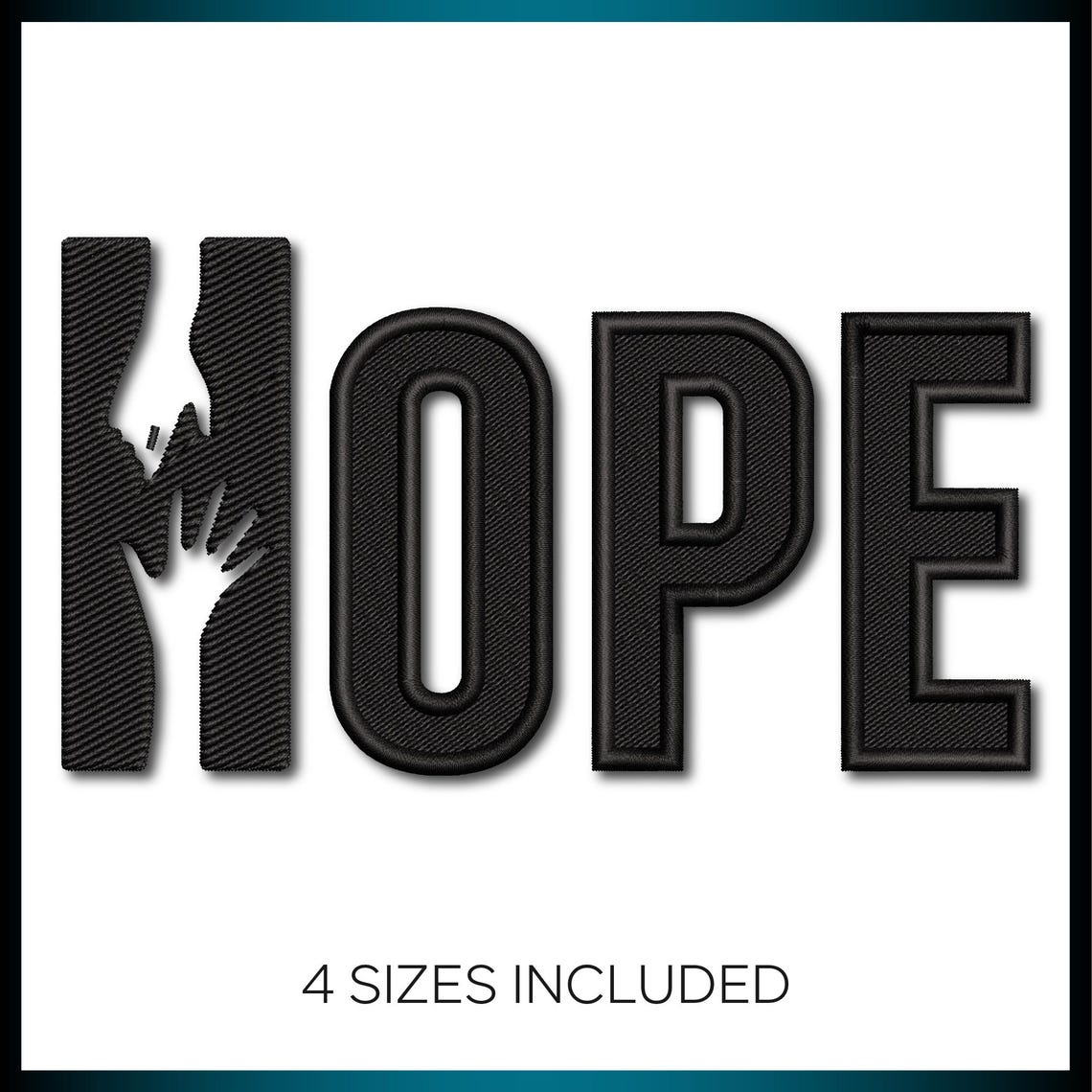Hope Embroidery Design | Hands Inside H Logo | Faith & Support Symbol ...