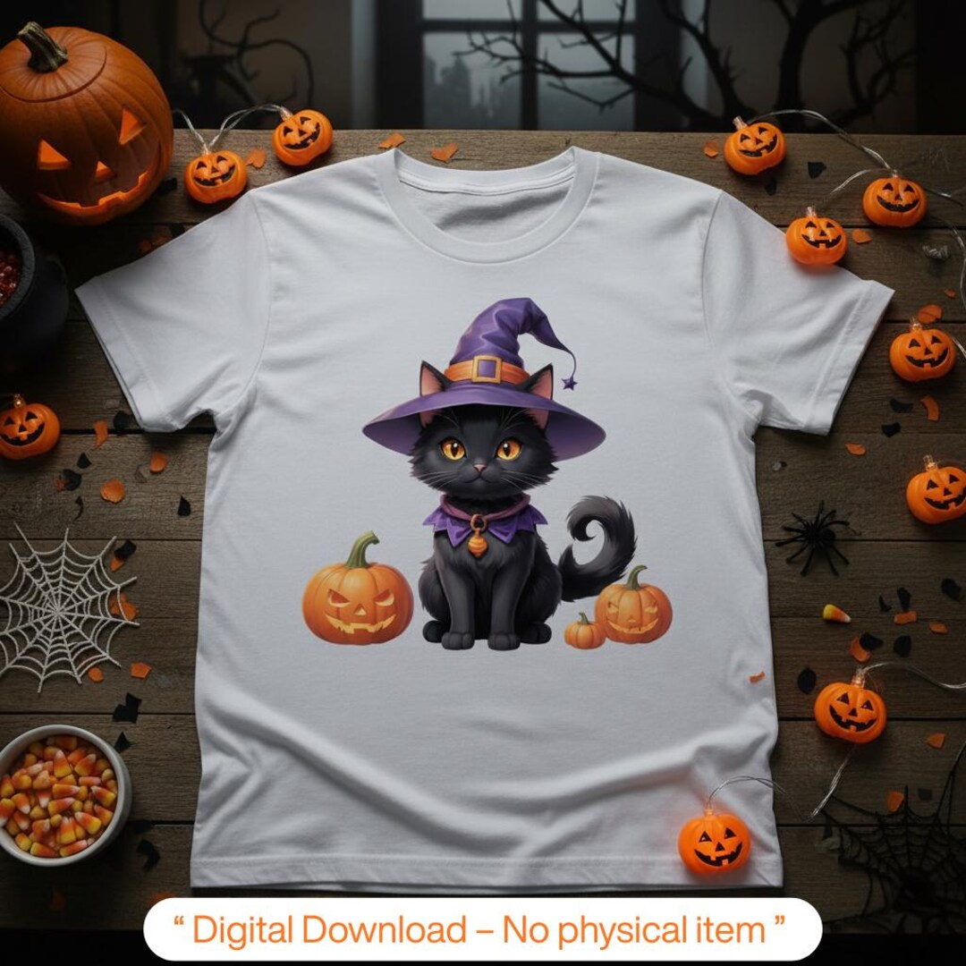Kawaii Witch Cat PNG Clipart: Halloween Pumpkin, Transparent Background ...