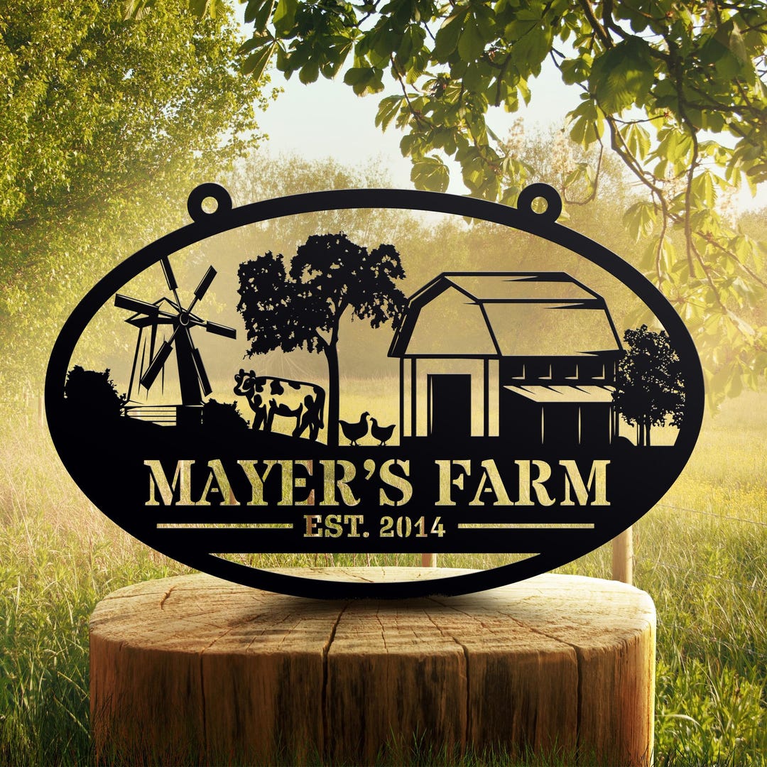 Farm Animal Metal Sign Personalized Ranch Decor Custom Name Rustic Barn ...