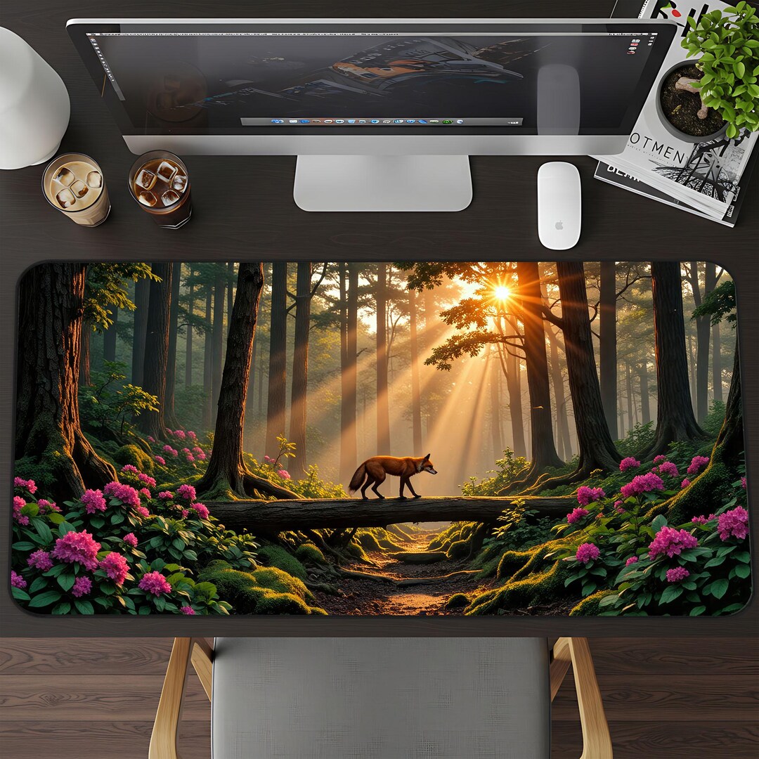 XXL Mousepad, Forestcore Decor, Landscape Mat, Nature Mouse Pad, Fox ...