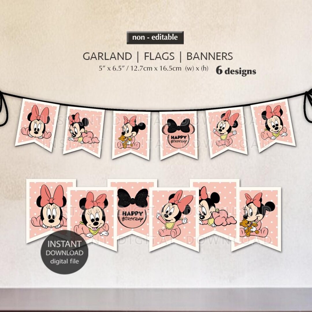 BABY MINNIE Garland / Flags / Banners / Buntings / Happy Birthday ...