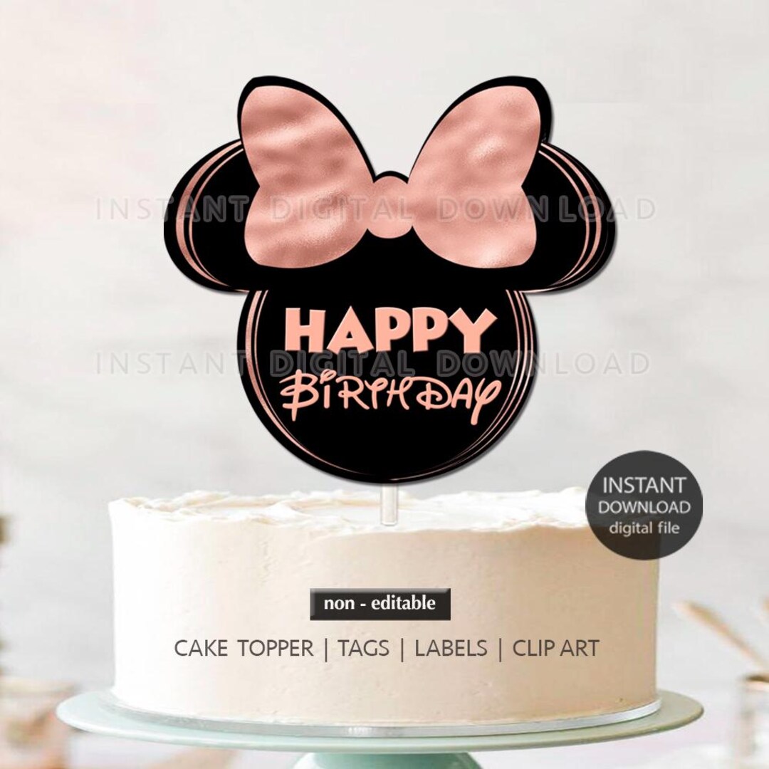 Minnie Happy Birthday / Cake Topper / Sticker / Clip Art / Party ...
