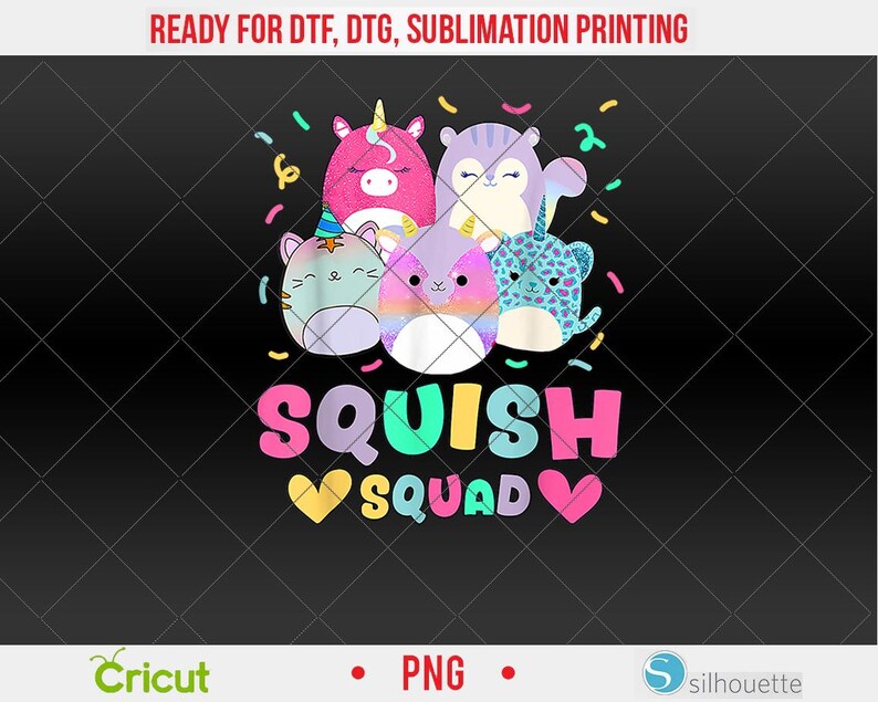 Squish Squad Birthday Shirt for Girls Kids Toddlers PNG, DTF ...