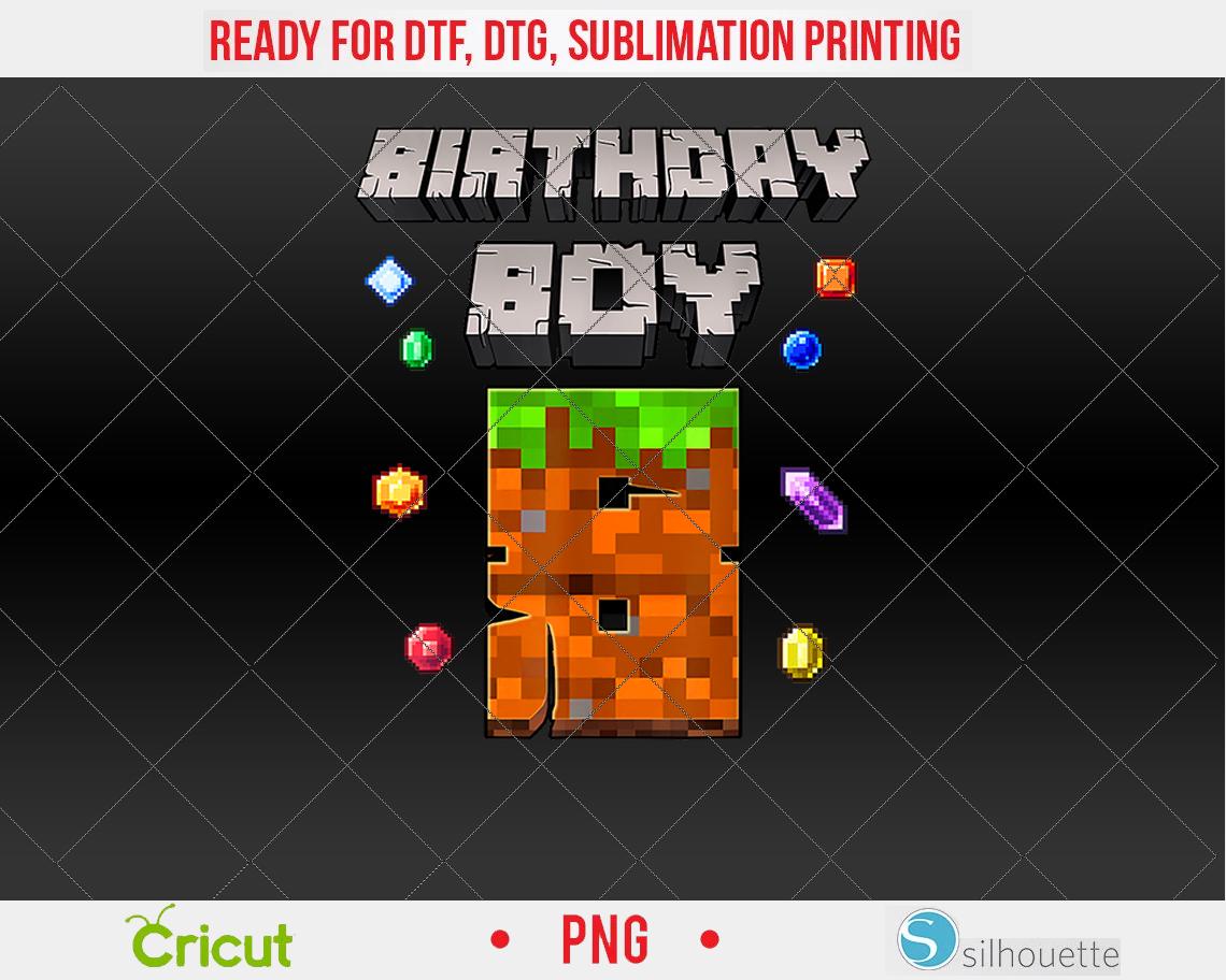 8th Birthday Boy 8 Video Gamer Pixel Number Eight Bday Party PNG, Dtf ...