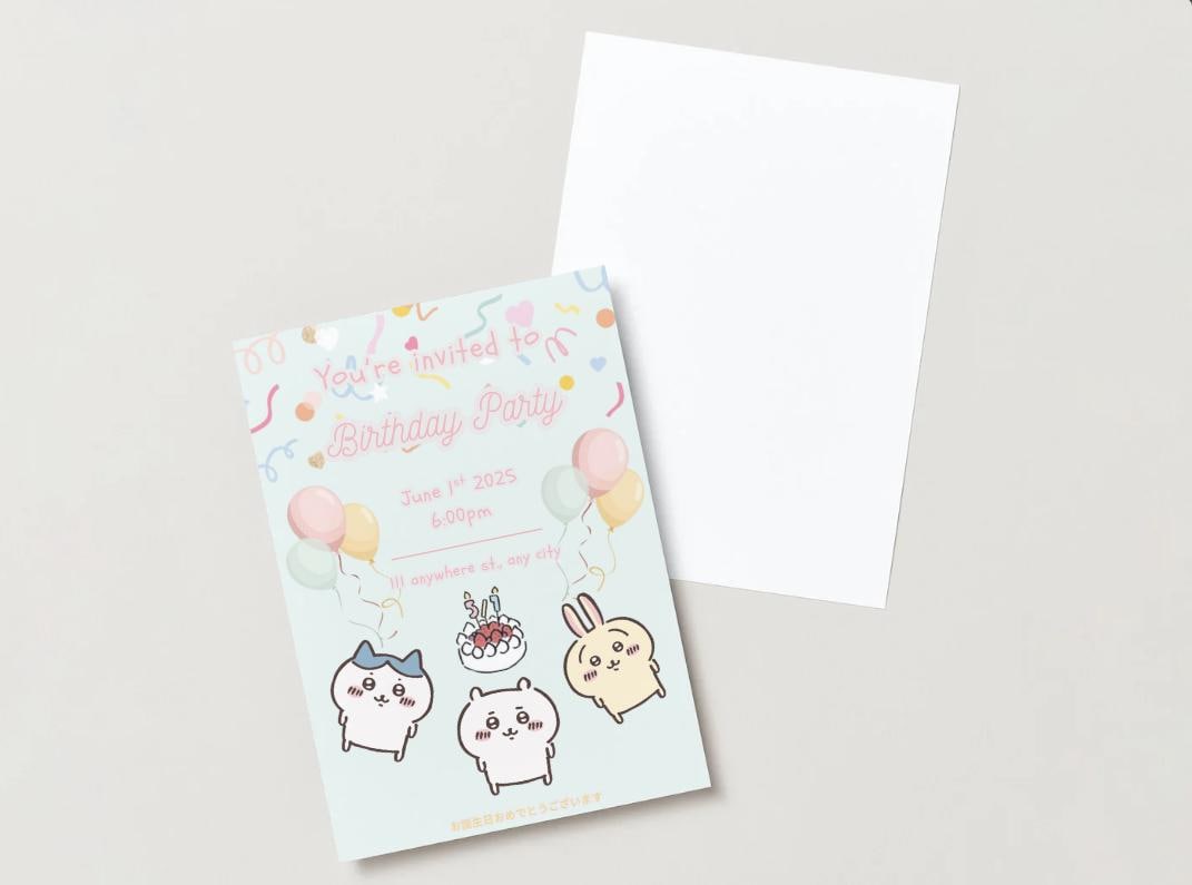 Chiikawa Birthday Invitation - Etsy