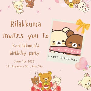 Rilakkuma and Korilakkuma Birthday Invitation! - Etsy