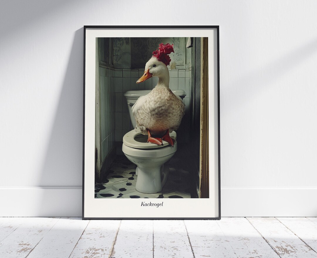 Funny Duck Toilet Poster | Poop Bird Bathroom Wall Art | Funny Framed ...