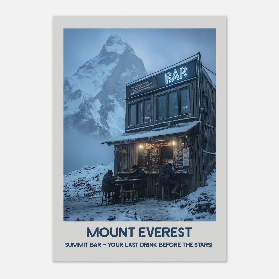 Póster del bar del Monte Everest | Póster de viaje vintage | Arte ...