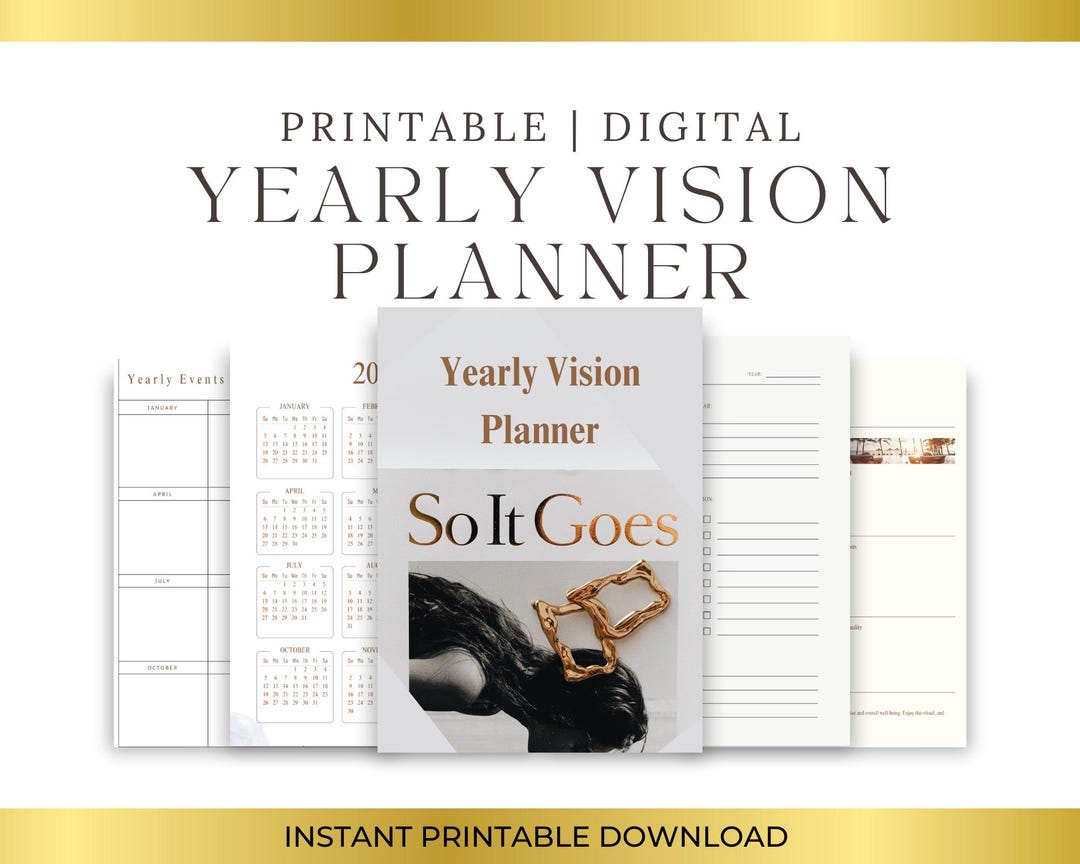 Yearly Vision Planner | Digital Goal and Dream Tracker | Printable ...