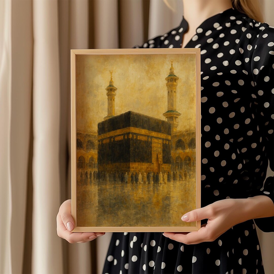 Kaaba Masjid Al-haram Wall Art | Makah Oil Style Digital Print | Muslim ...