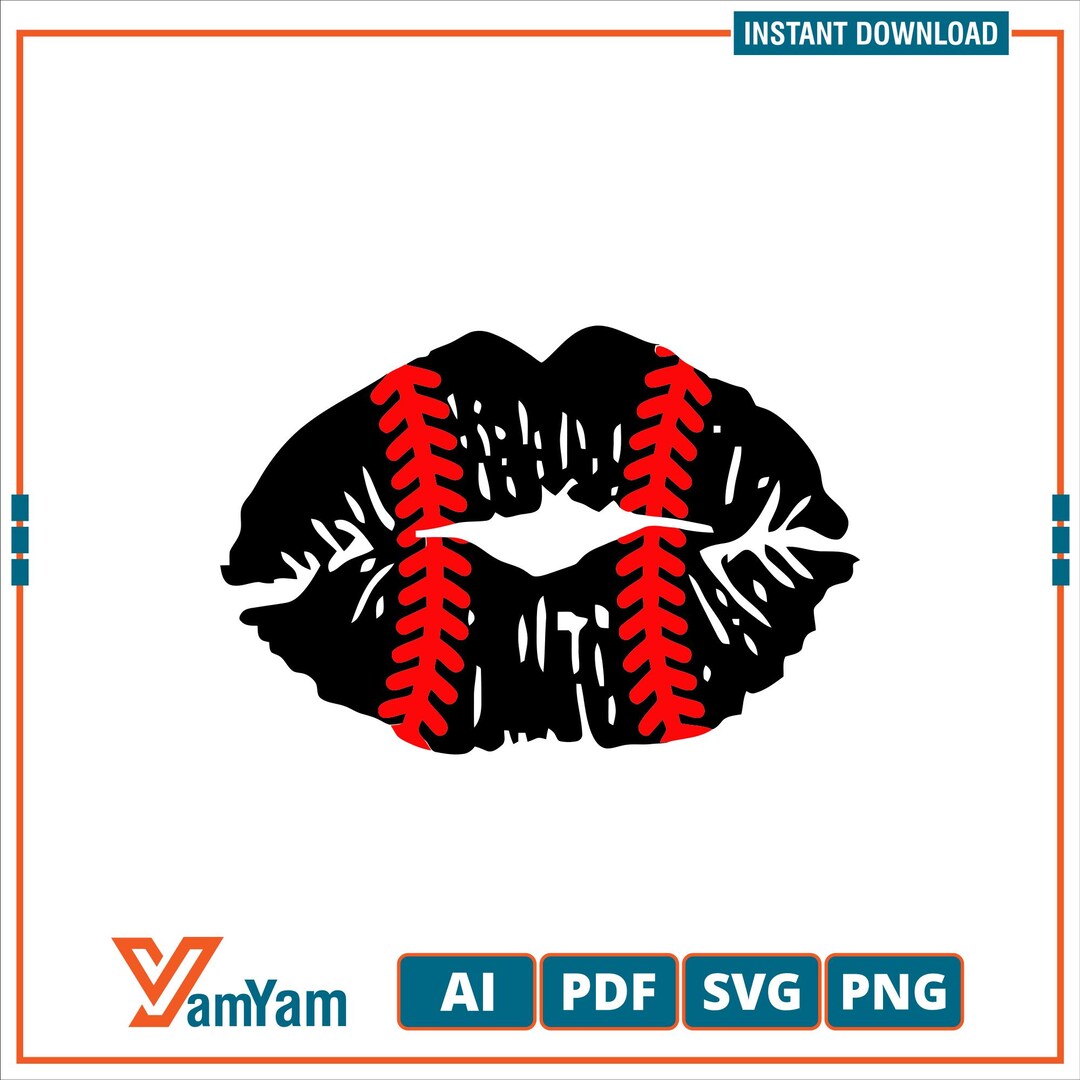 Baseball Lips SVG | Baseball Laces SVG | Cute Mam Baseball SVG ...