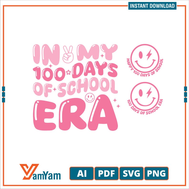 In My 100 Days of School Era Svg Png, Happy 100th Day 0f School SVG ...