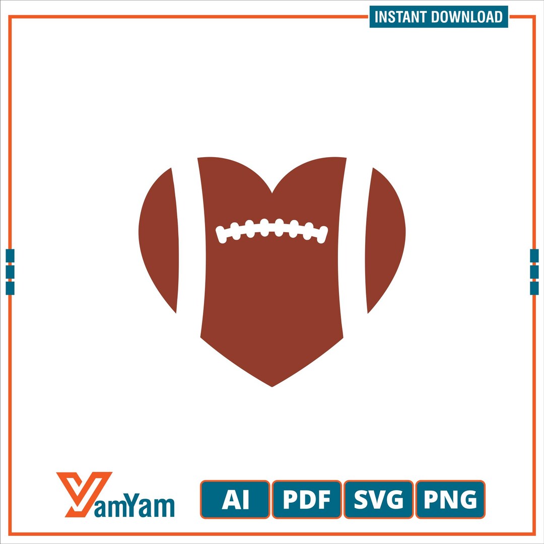 Football Heart SVG Files | Football Love Heart Silhouette Cut Files ...