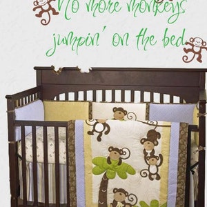 No More Monkeys Jumping on the Bed 38x16.5 Monkey Vinyl Wall - Etsy