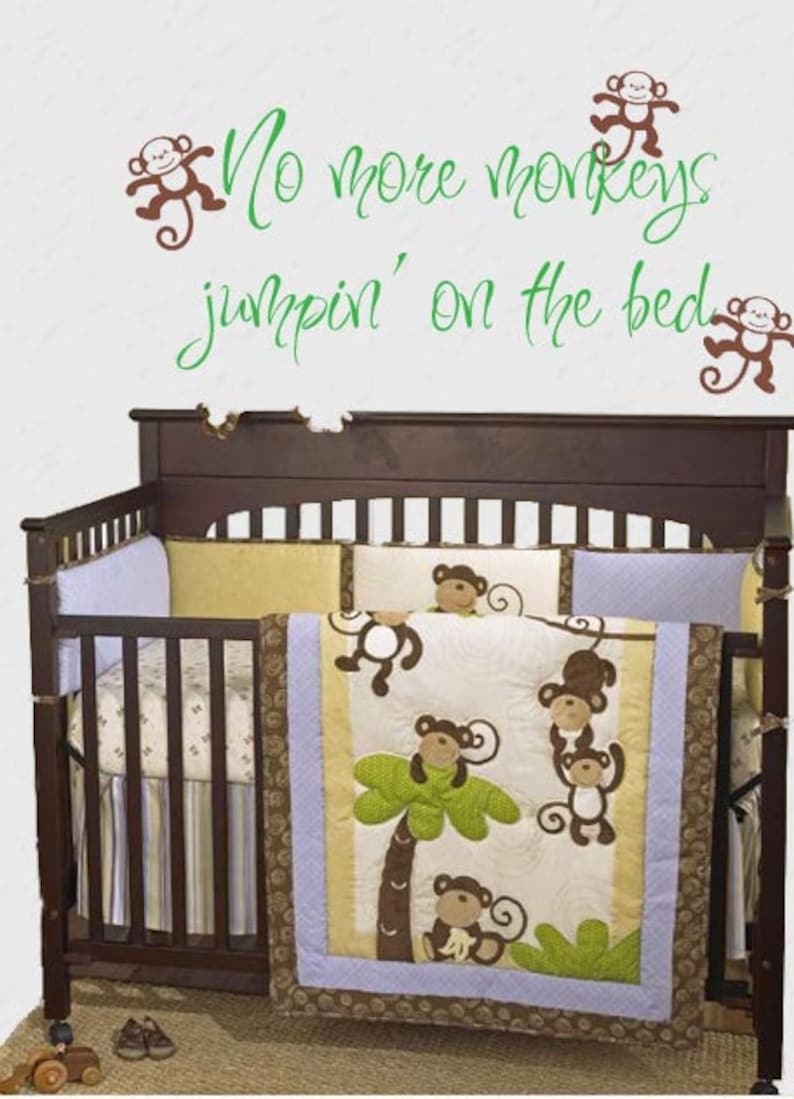 No More Monkeys Jumping on the Bed 38x16.5 Monkey Vinyl Wall Decal ...
