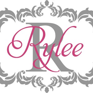 Damask Initial Monogram Name Personalized Initial 36x22 Baby Nursery ...