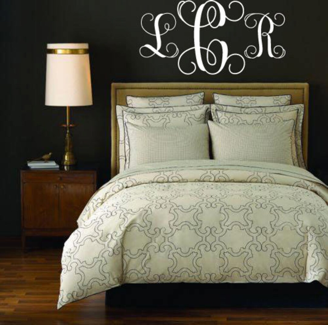 Monogram PERSONALIZED Initial 46x22 Master Bedroom Vinyl Wall Lettering ...