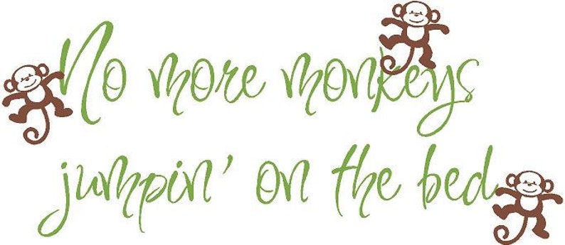 No More Monkeys Jumping on the Bed 38x16.5 Monkey Vinyl Wall - Etsy