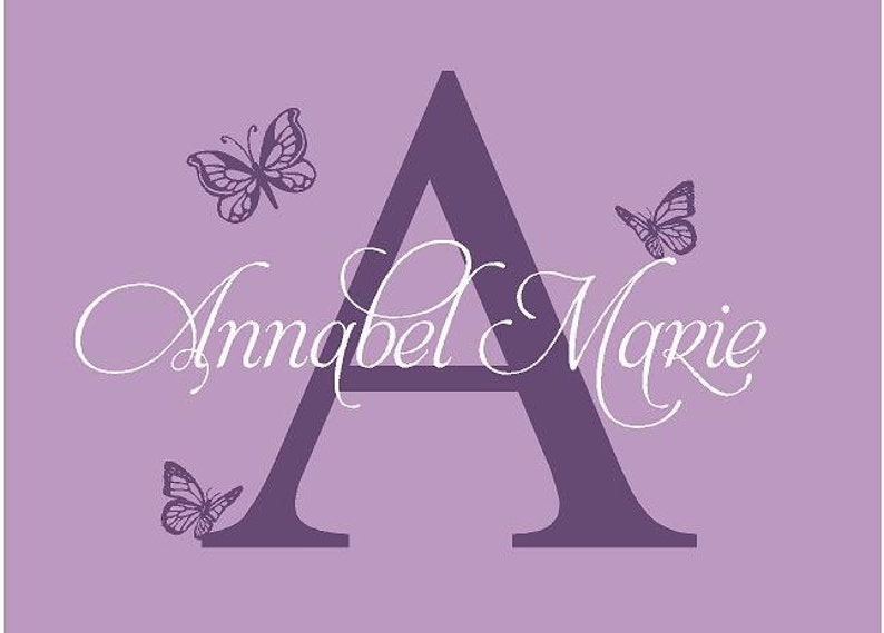 BIG Monogram Name PERSONALIZED Initial Butterflies Baby - Etsy