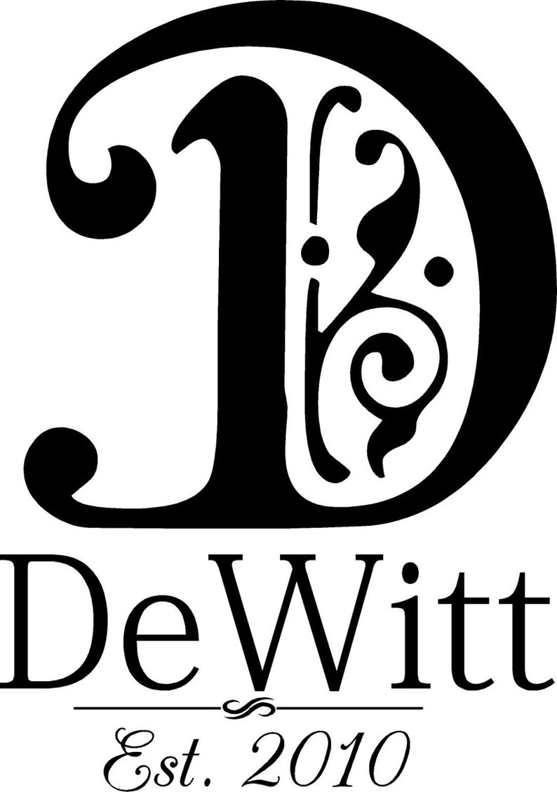 MONOGRAM Established Date Last Name Wedding Vinyl Decal Script - Etsy