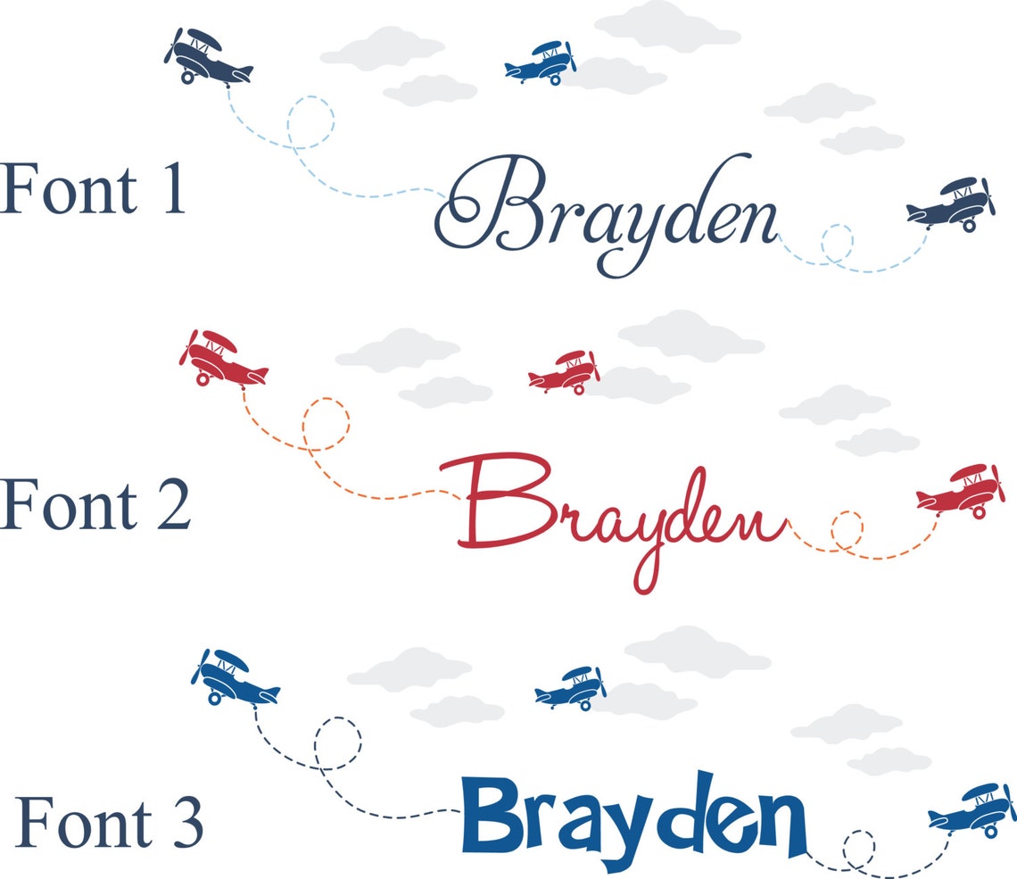 Name PERSONALIZED and Airplanes Clouds Planes Vinyl Wall Lettering ...