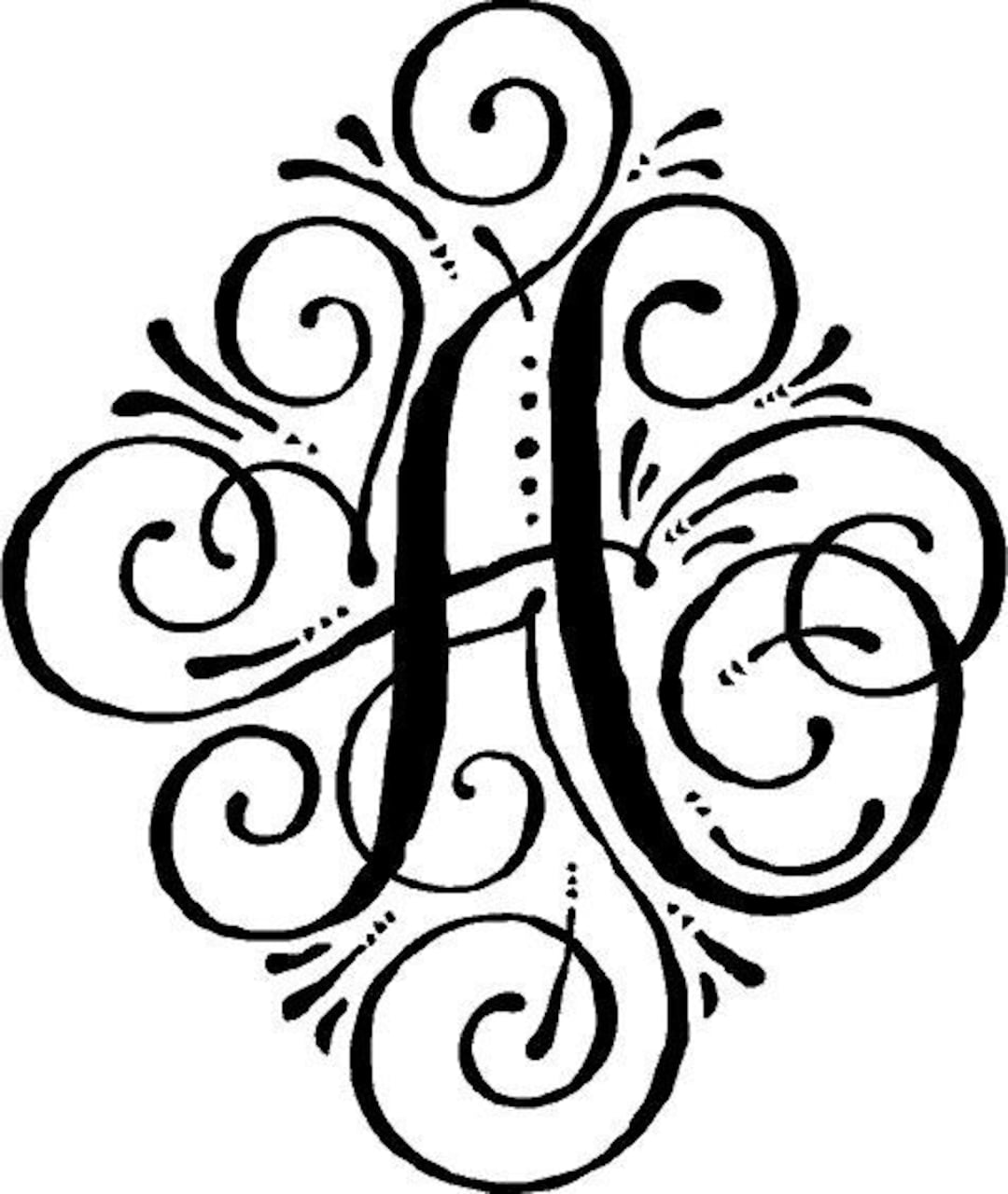 Monogram Initial PERSONALIZED Initial 22x26swirl Vinyl Wall Lettering ...