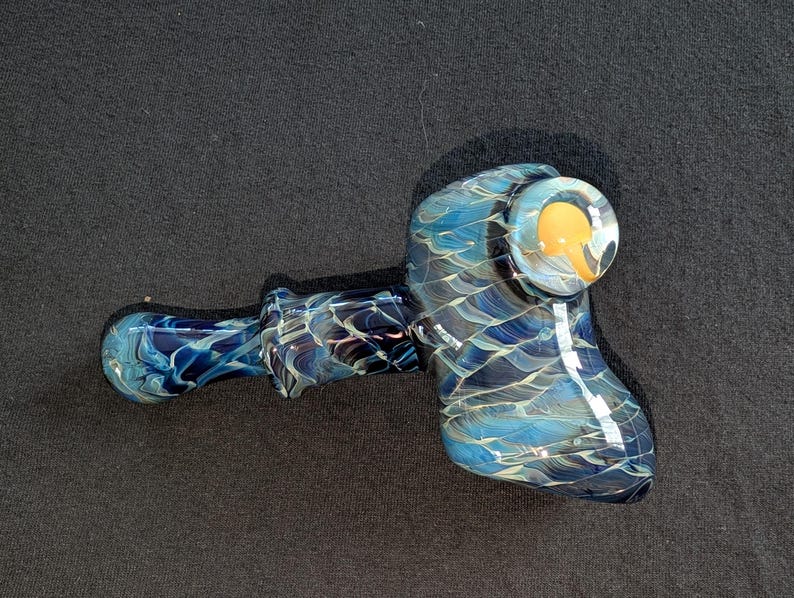 Heady Blue Glass Hammer Pipe: Mushroom Marble, American Made - Etsy