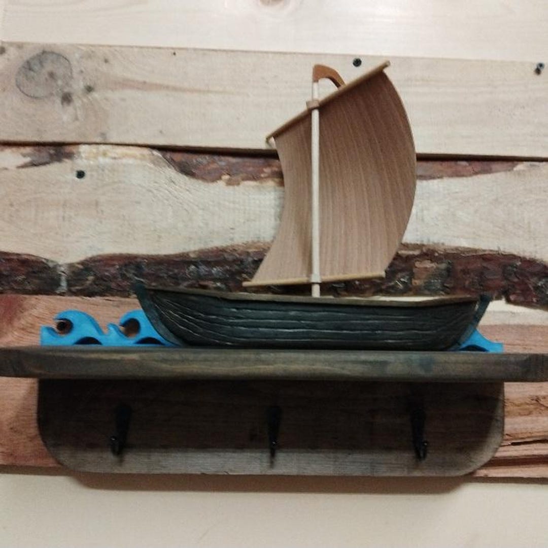 Carved Wooden Sailing Boat 40 Cm - Etsy