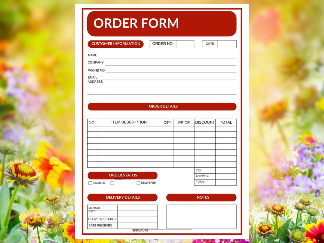 Order Form, EDITABLE Wholesale Order Form Template! Printable Invoice ...