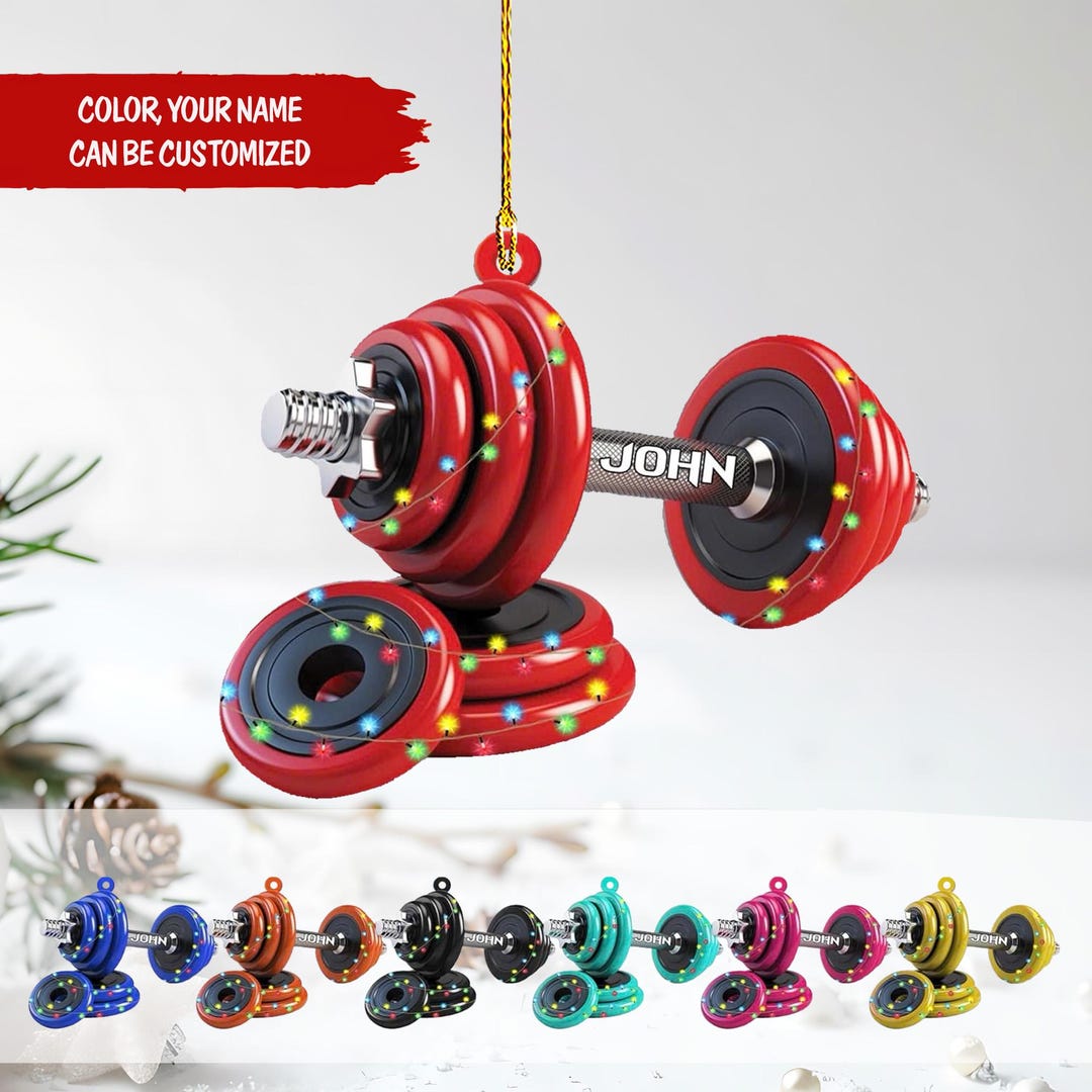 Personalized Dumbbells Christmas Ornament, Custom Name Acrylic Ornament ...