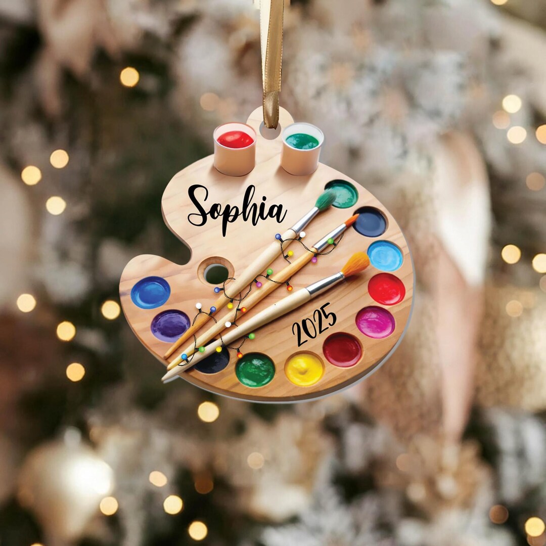 Personalized Painting Palette 2D Flat Ornament, Custom Name Christmas ...