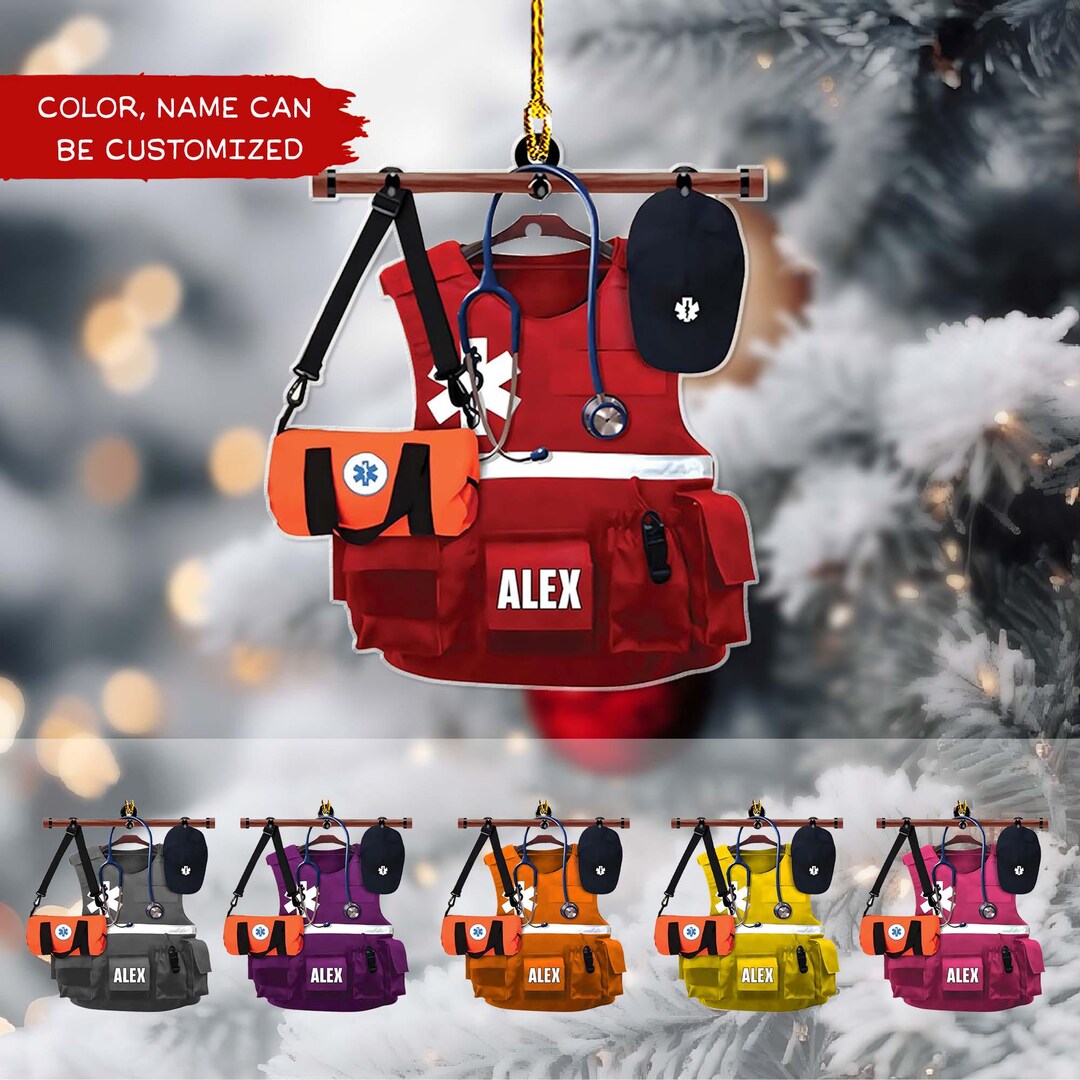 Personalized EMT Paramedic Ornament, Emergency Medical Service Xmas ...