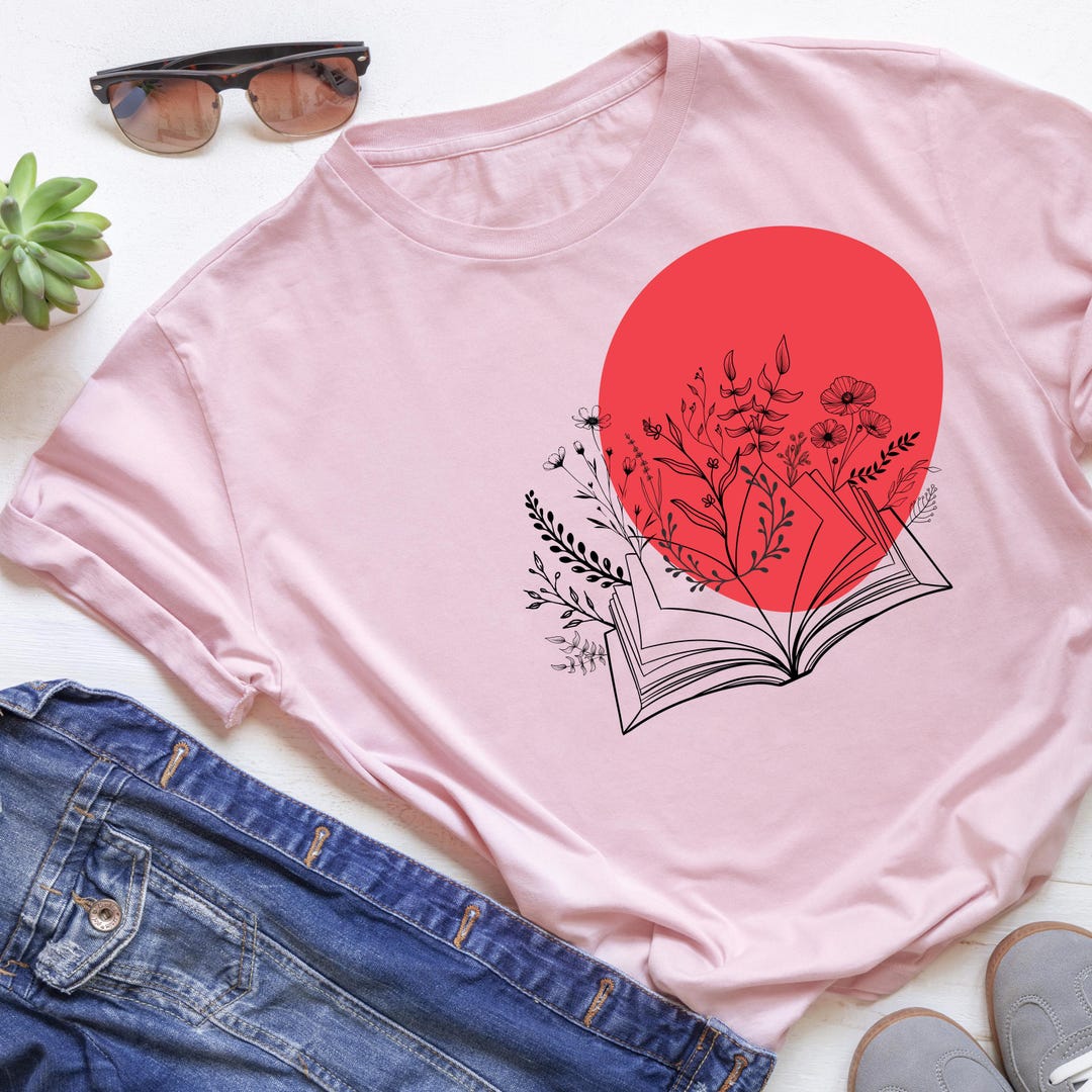 Botanical Book Illustration | Minimal Floral Line Art With Red Sun ...