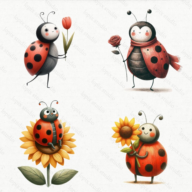 Cute Spring Ladybug Clipart PNG & SVG – 20 Quirky Garden Insects With ...