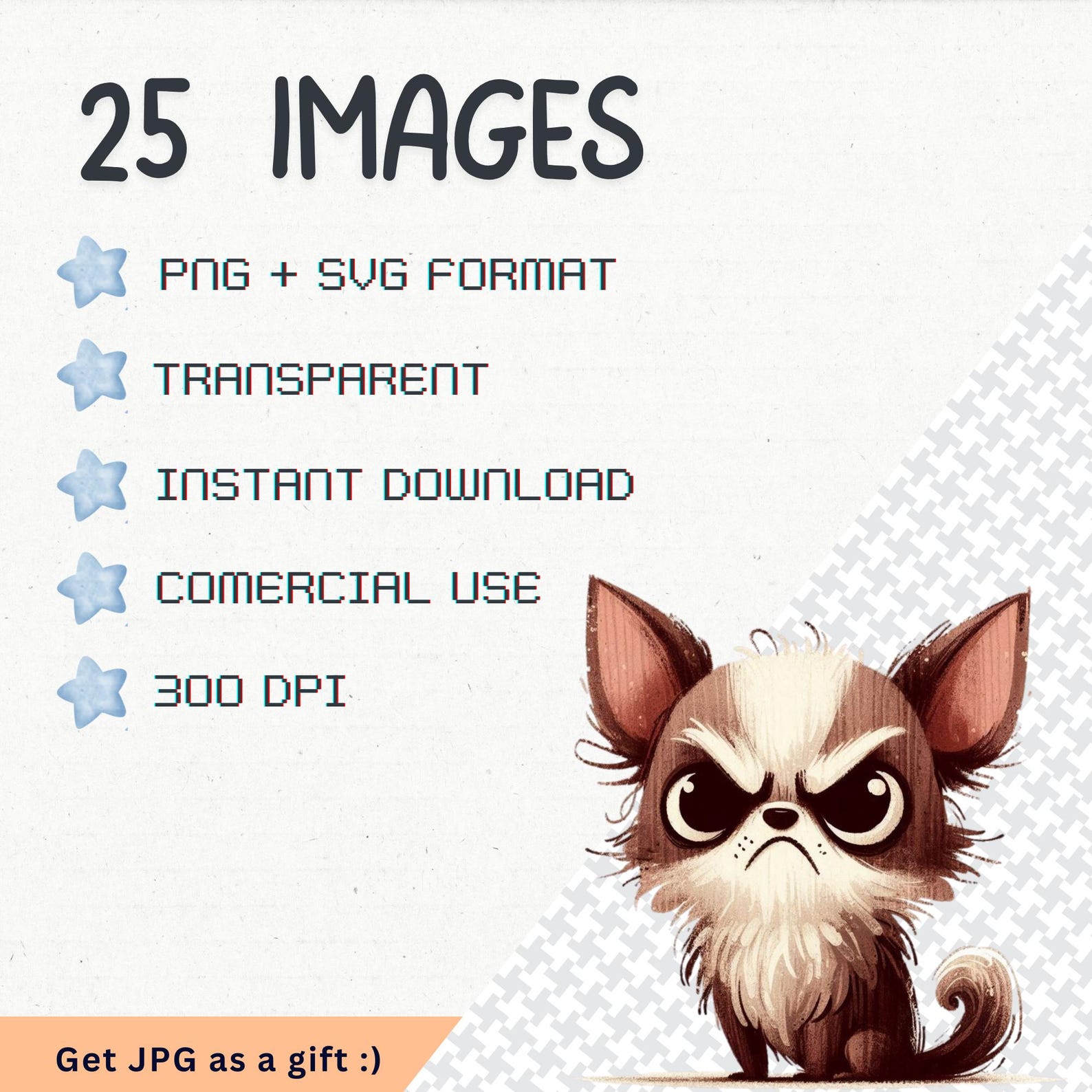 Grumpy Dogs Clipart PNG & SVG Bundle – 25 Watercolor Cute Whimsical ...