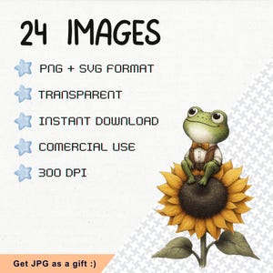 Cute Spring Frog Clipart PNG & SVG Bundle – 24 Quirky Funny Garden Frog ...