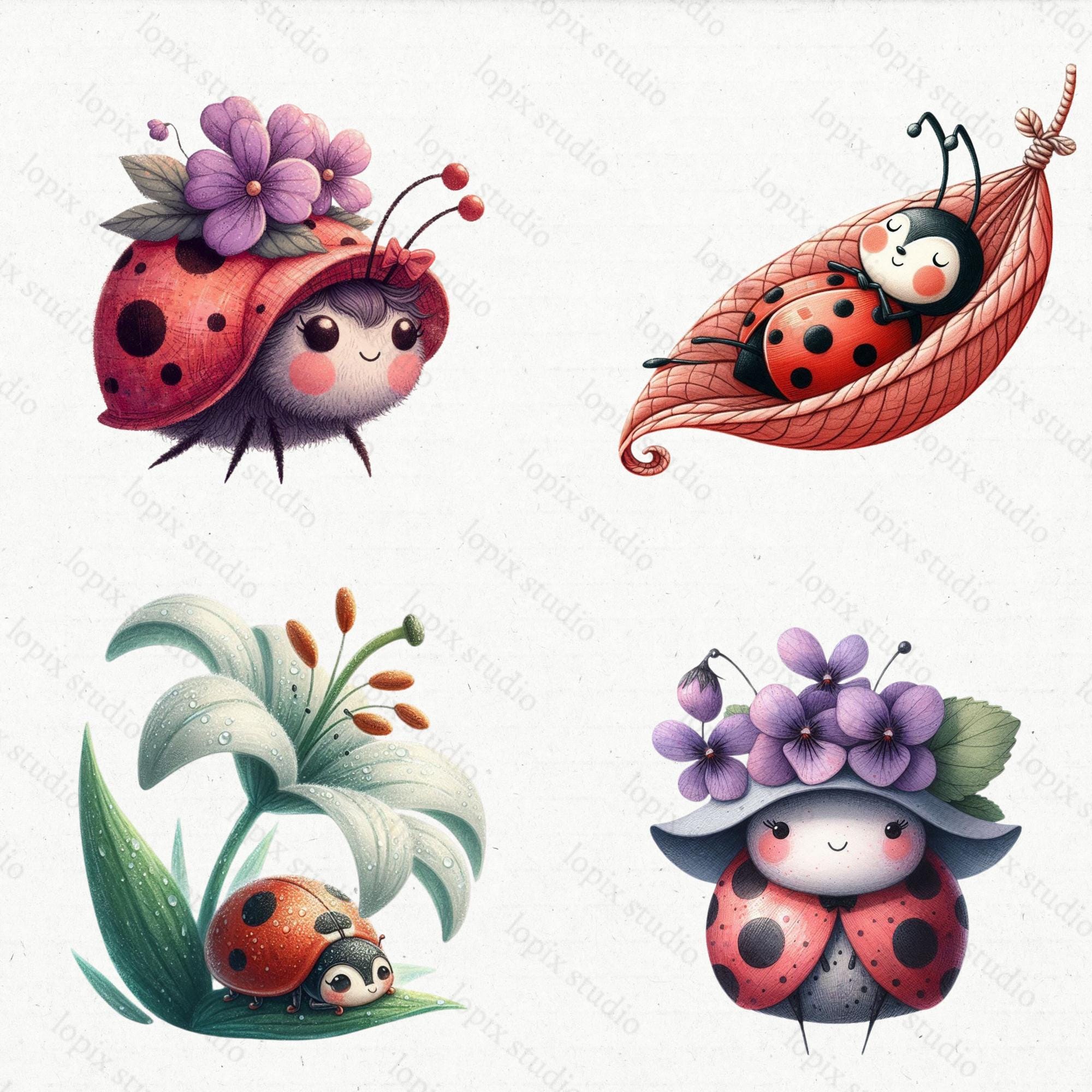 Cute Spring Ladybug Clipart PNG & SVG – 20 Quirky Garden Insects With ...
