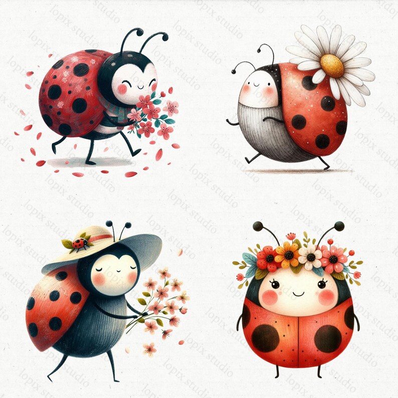 Cute Spring Ladybug Clipart PNG & SVG – 20 Quirky Garden Insects With ...