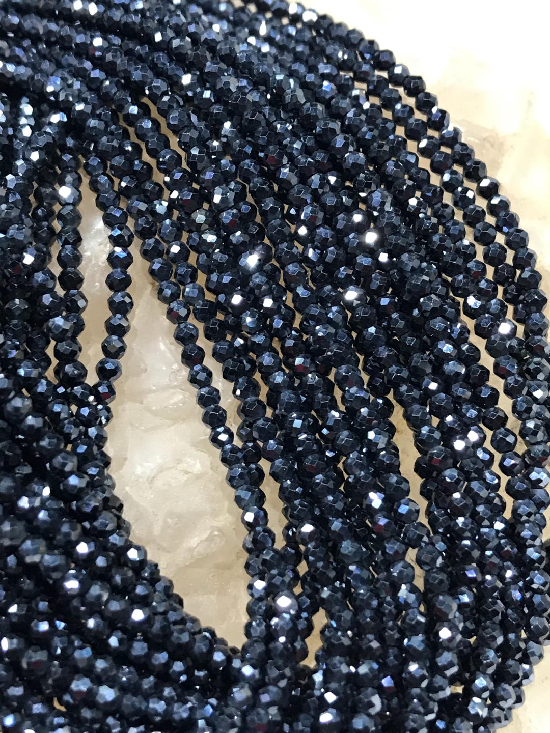 Black Spinel - Super Sparkle Micro Faceted Cut Rondelle Beads Super Shine Beads Size - 2 - 2.20 ...