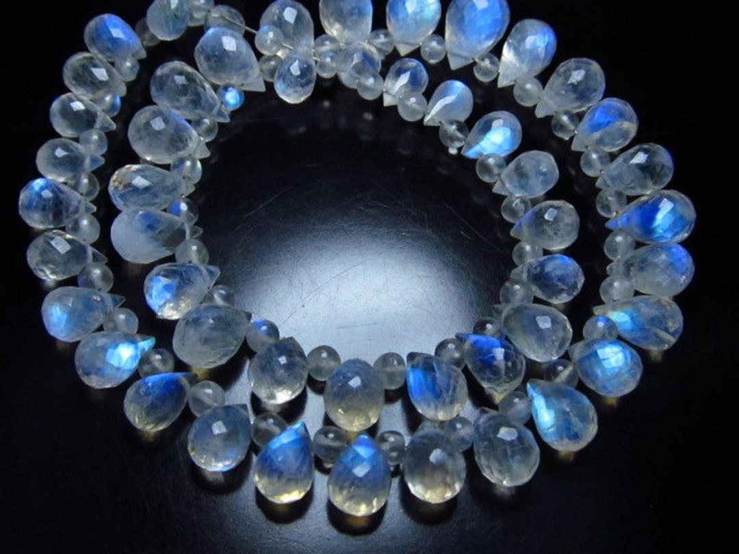 16 Inches Gorgeous Rainbow Moonstone Neckless Feceted Tear Drops ...