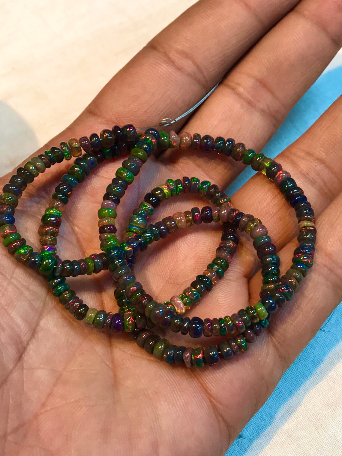 Black Welo Ethiopian Opal 16 Inches Long Gorgeous Nice | Etsy