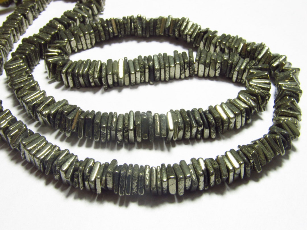 16 Inches so Beautiful - NATURAL PYRITE - Smooth Polished Heishi Squar ...
