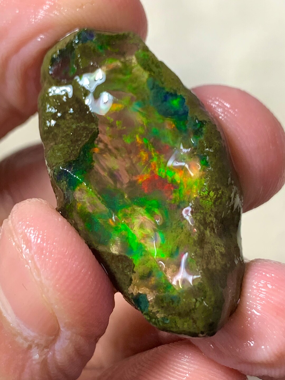 AAA Natural African Crystal Opal Specimen: Strong Flash Fire (24x31mm ...